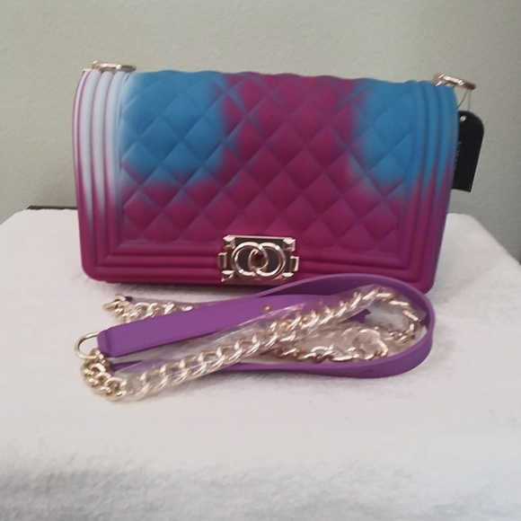 AKIRA | Bags | Akira Shoulder Bag In Magenta Blue Gold Hardware | Poshmark